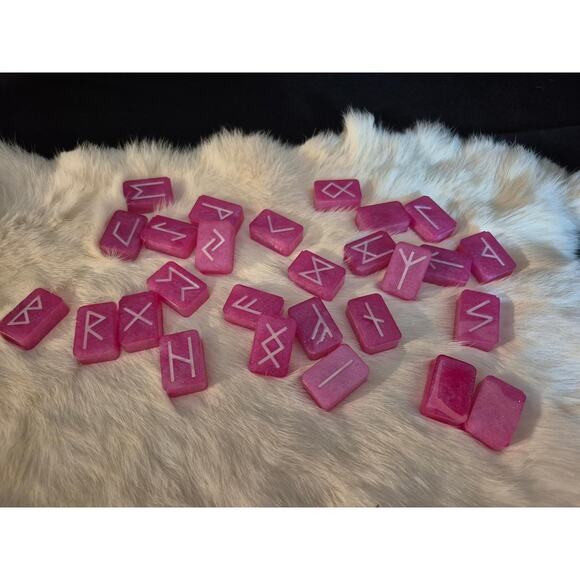 Other | Elder Futhark Runes Pink And White | Poshmark
